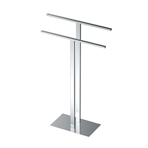 Modern Floorstanding Double 32.50 inch Towel Holder, Chrome