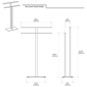 Modern Floorstanding Double 32.50 inch Towel Holder, Chrome