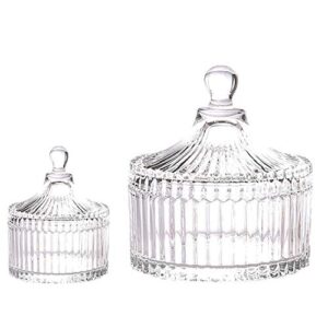 r flory glass jars bathroom organizer qtip holder vanity canister jar glass lid cotton swabs container 2 pcs/set (transparent)