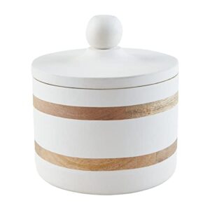 Mud Pie Wood Strap Canisters, White