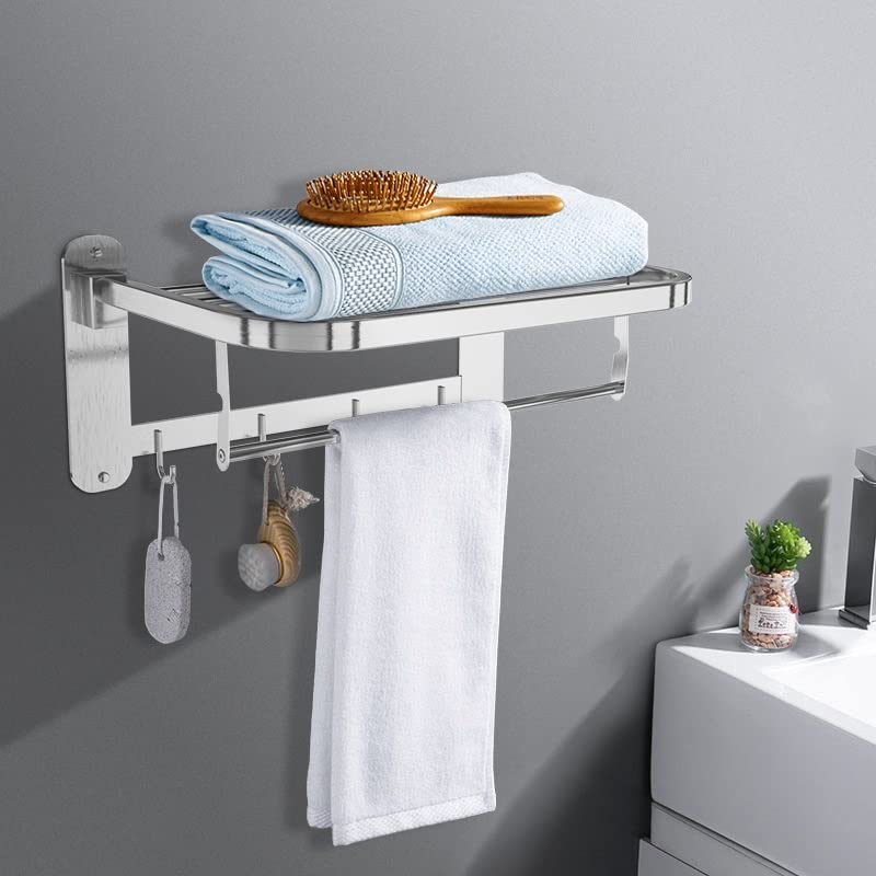 UXZDX Towel Holder Rack Hooks Mount Towel Shelf Bathroom Accessories Hardware Brushed