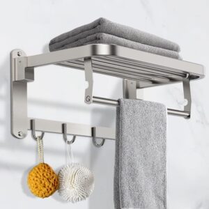 UXZDX Towel Holder Rack Hooks Mount Towel Shelf Bathroom Accessories Hardware Brushed