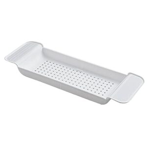 bathtub caddy tray expandable adjustable bath tub table non-slip waterproof multifunctional plastic bathtub toy holder shelf organizer for bathroom gadgets(white)