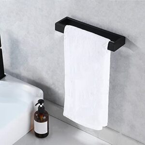 Rectangular Towel Bar, 304 Stainless Steel Rail Towel Rack for Bathroom Wall Mounted Towel Holder, Heavy Duty Towel Hanging Rod Matte Black