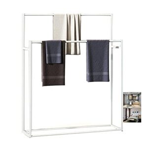 -shelf balcony bathroom floor standing towel rack,metal free standing towel ladder holder,towel bar stand storage for bathroom,kitchen,bedroom/white/70 * 22 * 100cm