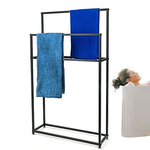 -Shelf Balcony Bathroom Towel Rack Stand for Bathroom Floor,Free Standing Towel Hanging Rack Matte,Metal Modern Blanket Rack Indoor Outdoor Use/85 * 20 * 110Cm