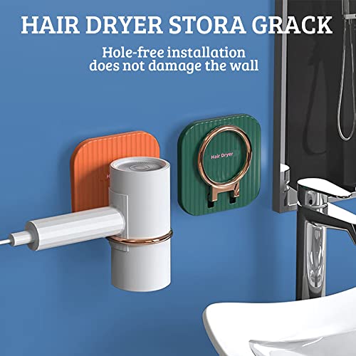 Masterbond 1 Pack Adhesive Hair Dryer Holder - Foldable Wall Mount Bathroom Hair Blow Dryer Rack Organizer Stick on Wall Luxurious Hair Dryer Rack Space Saving for Most Hair Dryers (White)