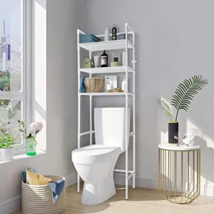 SEMOFO Over The Toilet Storage Organizer,3-Tier Bathroom Storage Shelves Rack with Metal Frame Above Toilet Bathroom Storage Rack Shelf Free Standing Bathroom Organizer