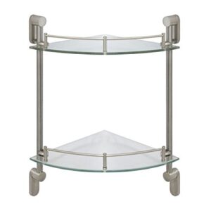 modona double corner glass shelf with pre-installed rail - satin nickel - oval series - 5 year warrantee