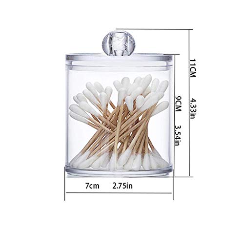 2 Pieces 10 Oz Plastic Cotton Swab Ball Pad Holder Clear Plastic Acrylic Jar Storage Canister Dispenser Apothecary Jars Bathroom for Cotton Ball Cotton Swab Cotton Rounds Makeup Pads