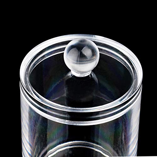 2 Pieces 10 Oz Plastic Cotton Swab Ball Pad Holder Clear Plastic Acrylic Jar Storage Canister Dispenser Apothecary Jars Bathroom for Cotton Ball Cotton Swab Cotton Rounds Makeup Pads