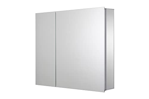 Croydex Williams Bi-View Recessed or Surface Mount, Hang 'n' Lock Easy Installation Medicine Cabinet, 30W x 26H, Aluminum