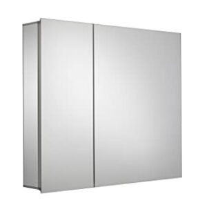 Croydex Williams Bi-View Recessed or Surface Mount, Hang 'n' Lock Easy Installation Medicine Cabinet, 30W x 26H, Aluminum