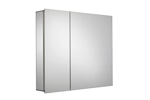 Croydex Williams Bi-View Recessed or Surface Mount, Hang 'n' Lock Easy Installation Medicine Cabinet, 30W x 26H, Aluminum