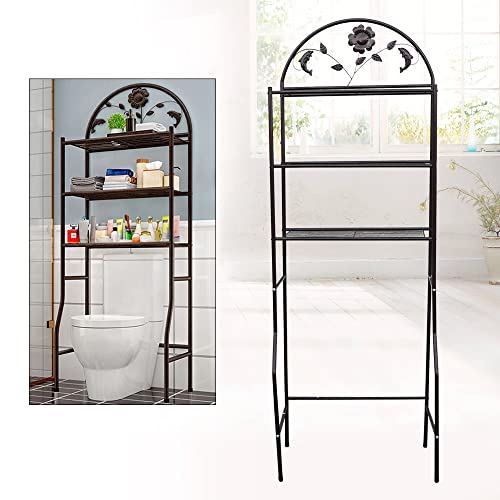 Gdrasuya10 3-Tier Over The Toilet Storage Rack Bathroom Organizer Shelf Space Saver,Bathroom Storage Over The Toilet Black