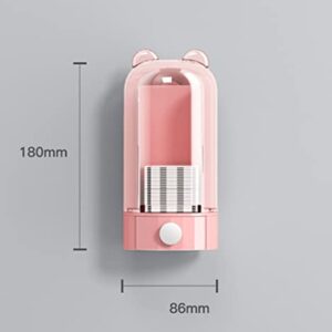 Automatic Cotton Pad Dispenser Wall-mounted Cotton Pad Holder Cotton Pad Organizer Press Out Cotton Square Holder Cotton Pad Round Holder Makeup Organizer for Pads Cotton Round Dispenser (Pink)