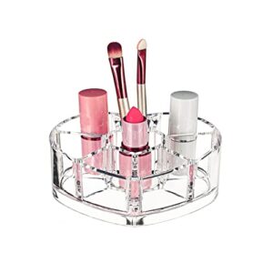 difenlun heart-shaped transparent acrylic skincare organizer, lipstick organizer, multifunctional desktop stationery storage tray for bathroom/medicine cabinet/toilet countertop