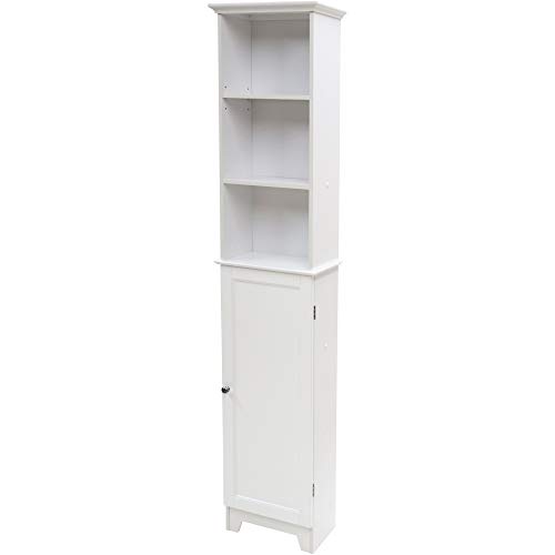 Redmon Shaker Style Tall Floor Shelf with Lower Cabinet, White