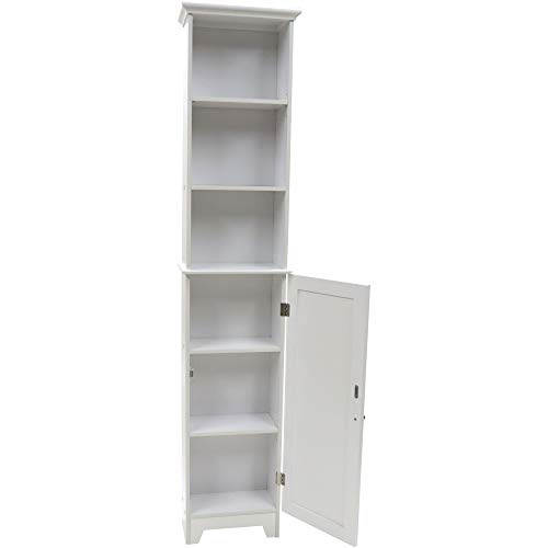 Redmon Shaker Style Tall Floor Shelf with Lower Cabinet, White