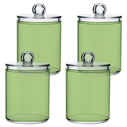 2 Pack Qtip Holder Dispenser with Lids, Olive Green Storage Containers,Bathroom Canisters Organizer for Cotton Ball, Cotton Swab, Cotton Round Pads, Floss 21212513