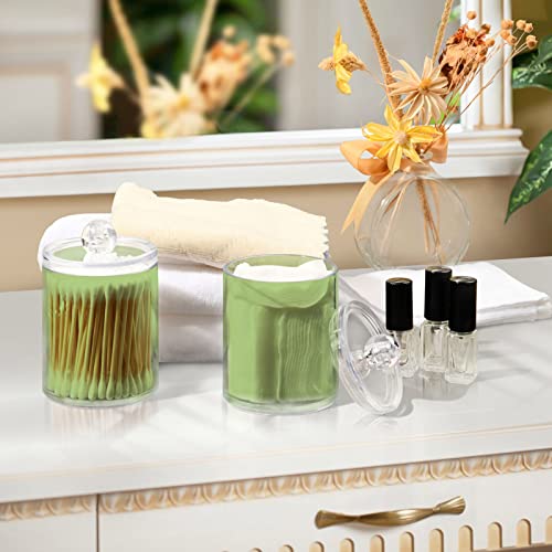 2 Pack Qtip Holder Dispenser with Lids, Olive Green Storage Containers,Bathroom Canisters Organizer for Cotton Ball, Cotton Swab, Cotton Round Pads, Floss 21212513