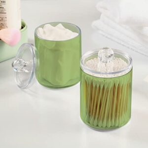 2 Pack Qtip Holder Dispenser with Lids, Olive Green Storage Containers,Bathroom Canisters Organizer for Cotton Ball, Cotton Swab, Cotton Round Pads, Floss 21212513