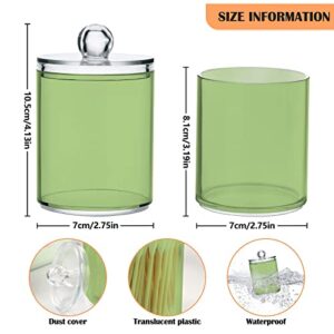 2 Pack Qtip Holder Dispenser with Lids, Olive Green Storage Containers,Bathroom Canisters Organizer for Cotton Ball, Cotton Swab, Cotton Round Pads, Floss 21212513