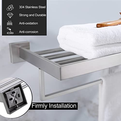 TURS 5-Pieces Bathroom Hardware Accessories Set Brushed Towel Holder Sets Bath Towel Rack Towel Shelf