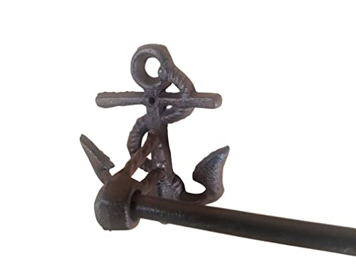 Cast Iron Nautical Anchor Towel Rack 24" Rustic Brown w/Hardware