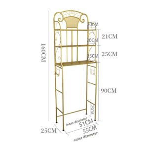 3 Tier Over Toilet Storage Rack, Iron Metal Golden Toilet Bathroom Shelf Bathroom Corner Stand Storage Organizer Accessories，Bathroom Tower Shelf，Laundry Shelf Unit Organizer Rack