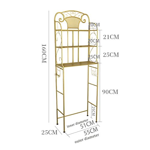 3 Tier Over Toilet Storage Rack, Iron Metal Golden Toilet Bathroom Shelf Bathroom Corner Stand Storage Organizer Accessories，Bathroom Tower Shelf，Laundry Shelf Unit Organizer Rack