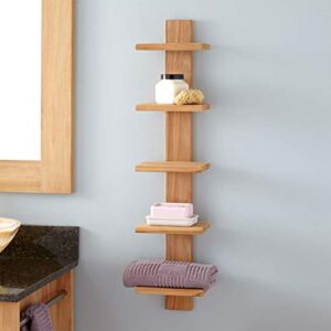 signature hardware 422710 bastian 7-7/8" teak wood bathroom shelf