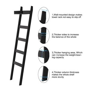 WTZ Blanket Ladder, 5-Layer Towel Racks, with Shelf Board, Blanket Holder with Anti-Slip Construction Home Decor, Decorative Blanket, Quilt, Towel, Scarf Ladder Shelves for, Bedroom, Bathroom, Black