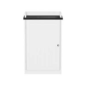 Lavish Home Free Standing Floor Cabinet Bathroom Cabinet-29 White Storage Cupboard for Bath Towels or Laundry Room Adjustable Shelf & Slatted Look Door, 29"