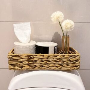 Toilet Paper Basket Bathroom Box,Toilet Paper Holder Stand Weave Basket for Toilet Tank Top Bathroom Kitchen Office Storage Organizer