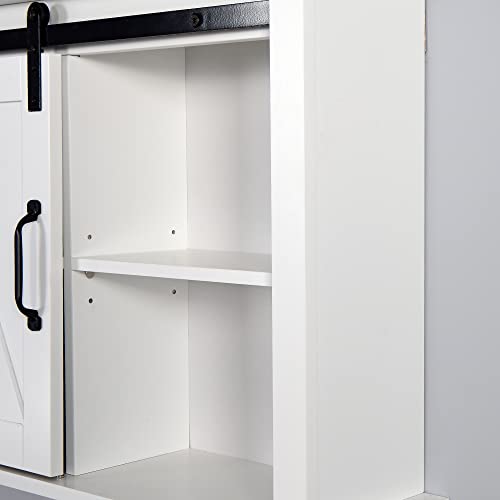 Knocbel Farmhouse Bathroom Wall Storage Cabinet, Over The Toilet Medicine Cabinet, Space Saving Sliding Barn Door Cupboard with Adjustable Shelves & Metal Handles, 27.2" L x 7.8" W x 19.7" H (White)