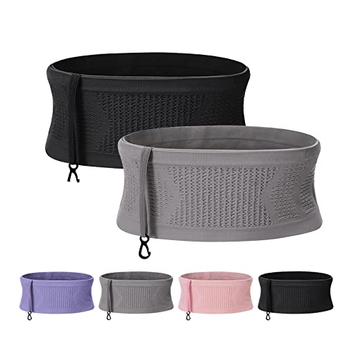 Multifunctional Knit Breathable Concealed Waist Bag, Large Capacity Adjustable Running Belt, Universal Running Belt (Black+Grey,L)