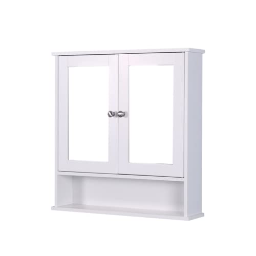 TANOOS Bathroom Cabinet, Wall Mounted Bathroom Cabinet with 2 Mirror Doors and Adjustable Shelf, Medicine Cabinets for Bathroom Laundry Room Kitchen, White