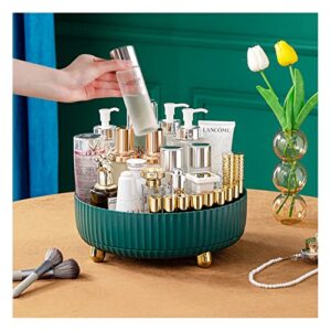 360° rotating storage tray, 11.02 inches in diameter, cosmetics and perfume organizer, desktop storage tray, cosmetics and skincare storage tray large capacity, large dark green (11.02"×11.02"×3.93")