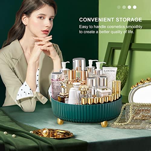 360° Rotating Storage Tray, 11.02 inches in Diameter, Cosmetics and Perfume Organizer, Desktop Storage Tray, Cosmetics and Skincare Storage Tray Large Capacity, Large Dark Green (11.02"×11.02"×3.93")