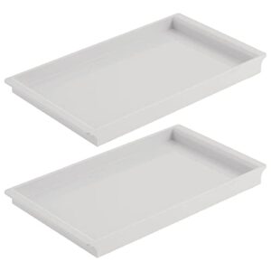 mDesign Plastic Bathroom Counter Tray and Organizer - Perfume, Guest Hand Towel, Makeup, and Accessory Holder Tray for Bathroom Countertop and Vanity - Petal Collection - 2 Pack - Light Gray