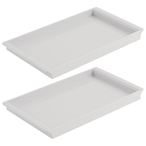 mDesign Plastic Bathroom Counter Tray and Organizer - Perfume, Guest Hand Towel, Makeup, and Accessory Holder Tray for Bathroom Countertop and Vanity - Petal Collection - 2 Pack - Light Gray