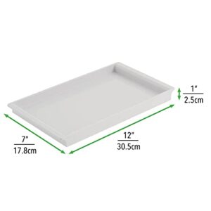 mDesign Plastic Bathroom Counter Tray and Organizer - Perfume, Guest Hand Towel, Makeup, and Accessory Holder Tray for Bathroom Countertop and Vanity - Petal Collection - 2 Pack - Light Gray