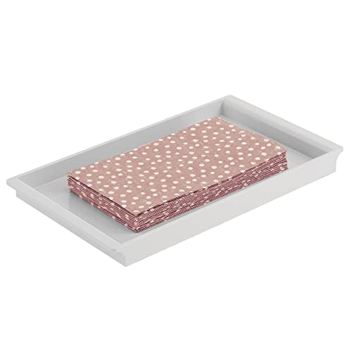 mDesign Plastic Bathroom Counter Tray and Organizer - Perfume, Guest Hand Towel, Makeup, and Accessory Holder Tray for Bathroom Countertop and Vanity - Petal Collection - 2 Pack - Light Gray