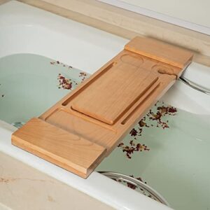 Thick Bathtub Tray Bath Tray Wooden Bathroom Storage Spa Bath Tub Tray Bridge Shelf Organizer Reading Rack (Size : 78cm)