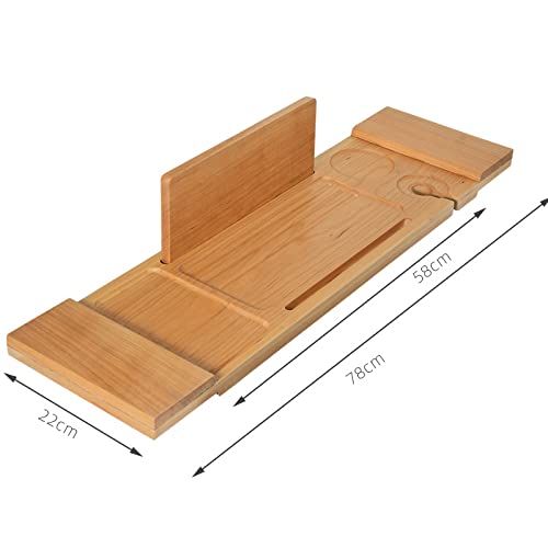 Thick Bathtub Tray Bath Tray Wooden Bathroom Storage Spa Bath Tub Tray Bridge Shelf Organizer Reading Rack (Size : 78cm)