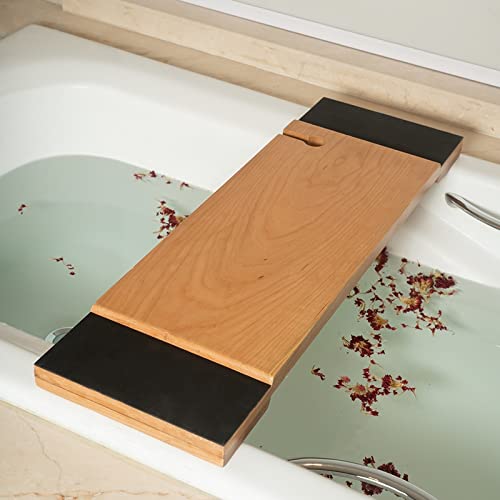 Thick Bathtub Tray Bath Tray Wooden Bathroom Storage Spa Bath Tub Tray Bridge Shelf Organizer Reading Rack (Size : 78cm)