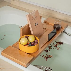 Thick Bathtub Tray Bath Tray Wooden Bathroom Storage Spa Bath Tub Tray Bridge Shelf Organizer Reading Rack (Size : 78cm)