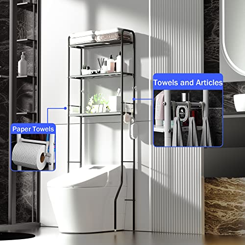 sfrvkly Over Toilet Bathroom Organizer 3 Tier,Over The Toilet Storage Shelf Minimalist Over The Toilet Storage Black Above Toilet Storage,Bathroom Storage Over The Toilet,Over Toilet Organizer.