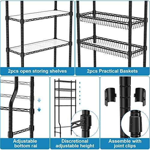 Bathroom Over the Toilet Storage Shelf - Over Toilet Bathroom Organizer Rack with 4 Tier Bathroom Space Saver Toilet Stand Shelves Bathroom Stand Above Toilet Bathroom Rack Organizer Over Toilet,Black